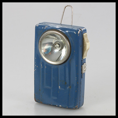 original antique old rare Blue Metal Glass Pocket Handheld Battery ...