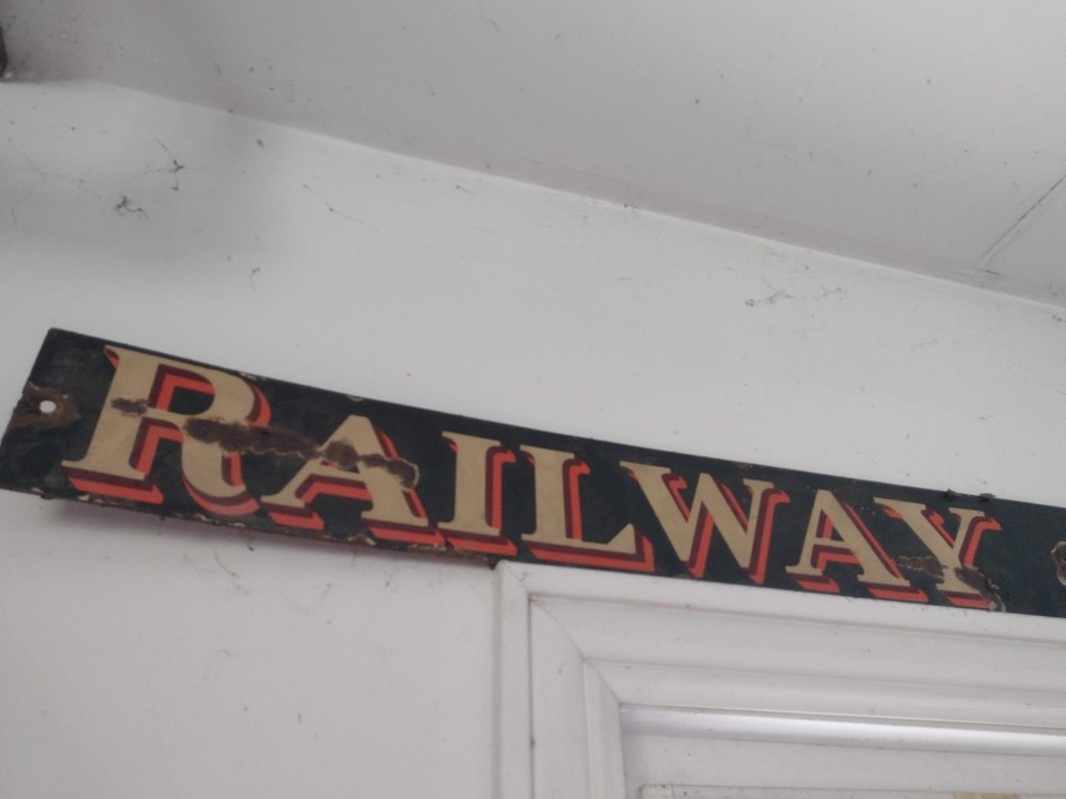 Antique Original Railway Express Porcelain Sign full length rare ...