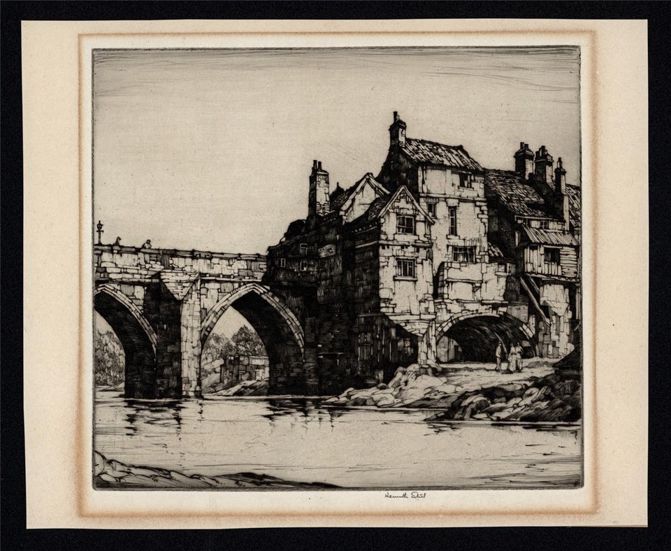 Kenneth Steel (1906-1970) Pencil Signed Etching - Elvet Bridge Durham ...