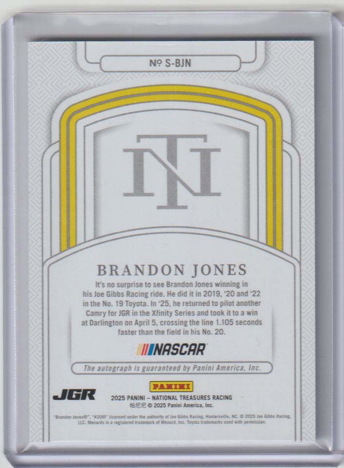 2025 National Treasures Racing Signatures #S-BJN Brandon Jones Silver ...