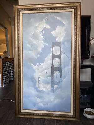 Al Devens Painting Golden Gate Bridge In Fog San Francisco 48" x 24 | eBay