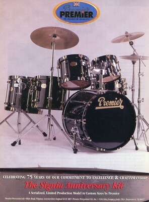 1997 Print Ad of Premier Signia Anniversary Drum Kit Celebrating 75 ...