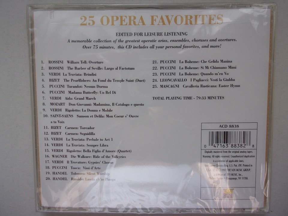 25 Opera Favorites. New CD sealed | eBay