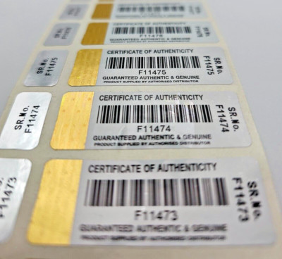 COA CERTIFICATE OF AUTHENTICITY SECURITY LABELS VOID SIDE LABEL ...
