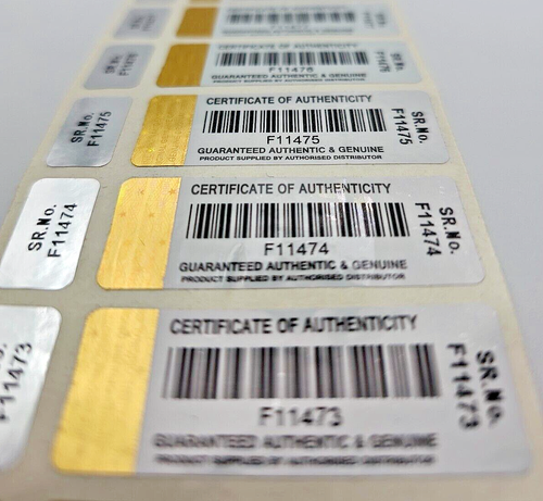 COA CERTIFICATE OF AUTHENTICITY SECURITY LABELS VOID SIDE LABEL ...