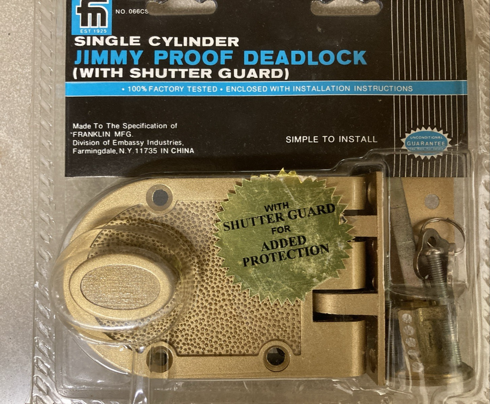 NEW IN PKG GUARD SECURITY SINGLE CYLINDER JIMMY PROOF DEADLOCK, 2 KEYS ...