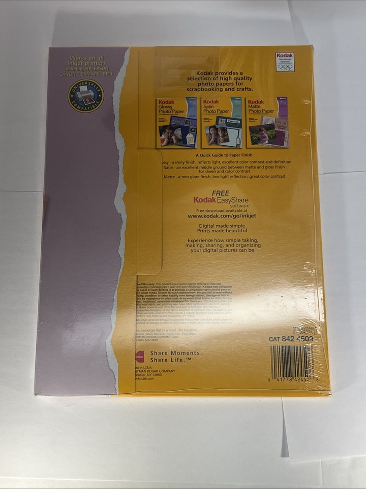 New Kodak Matte Photo Paper Scrapbooking Photography Crafts 25 Sheets 8 ...