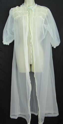 Vtg 60s Pinehurst Lingerie White SHEER Peignoir Negligee Open Front ...
