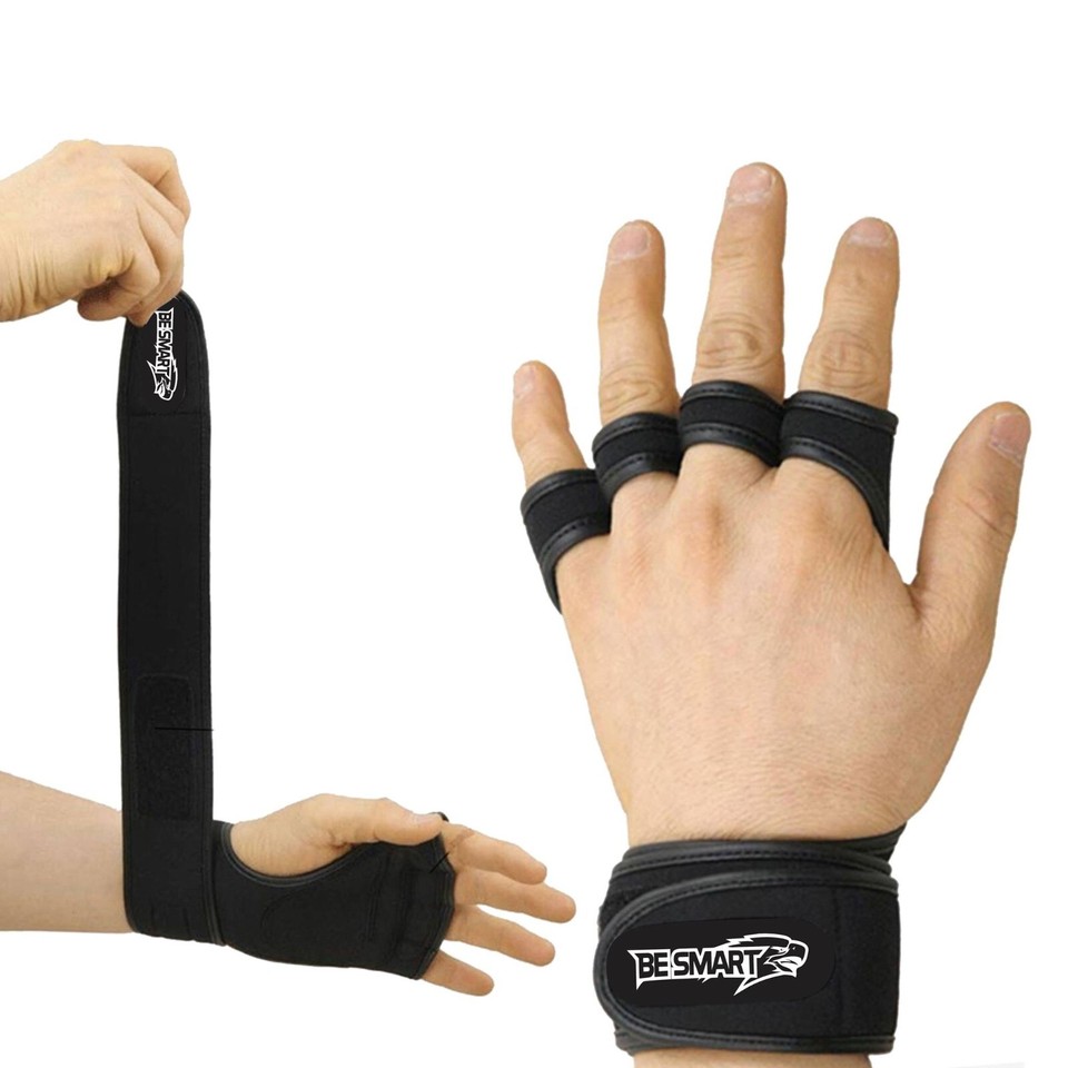 Weight Lifting Gym Hand Grips Palm Gel Pad Wrist Support Straps ...