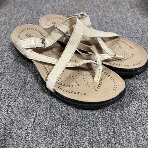 ECCO Comfort Shoes Patent Crock Ivory Strappy Sandals Women’s EU 36 ...