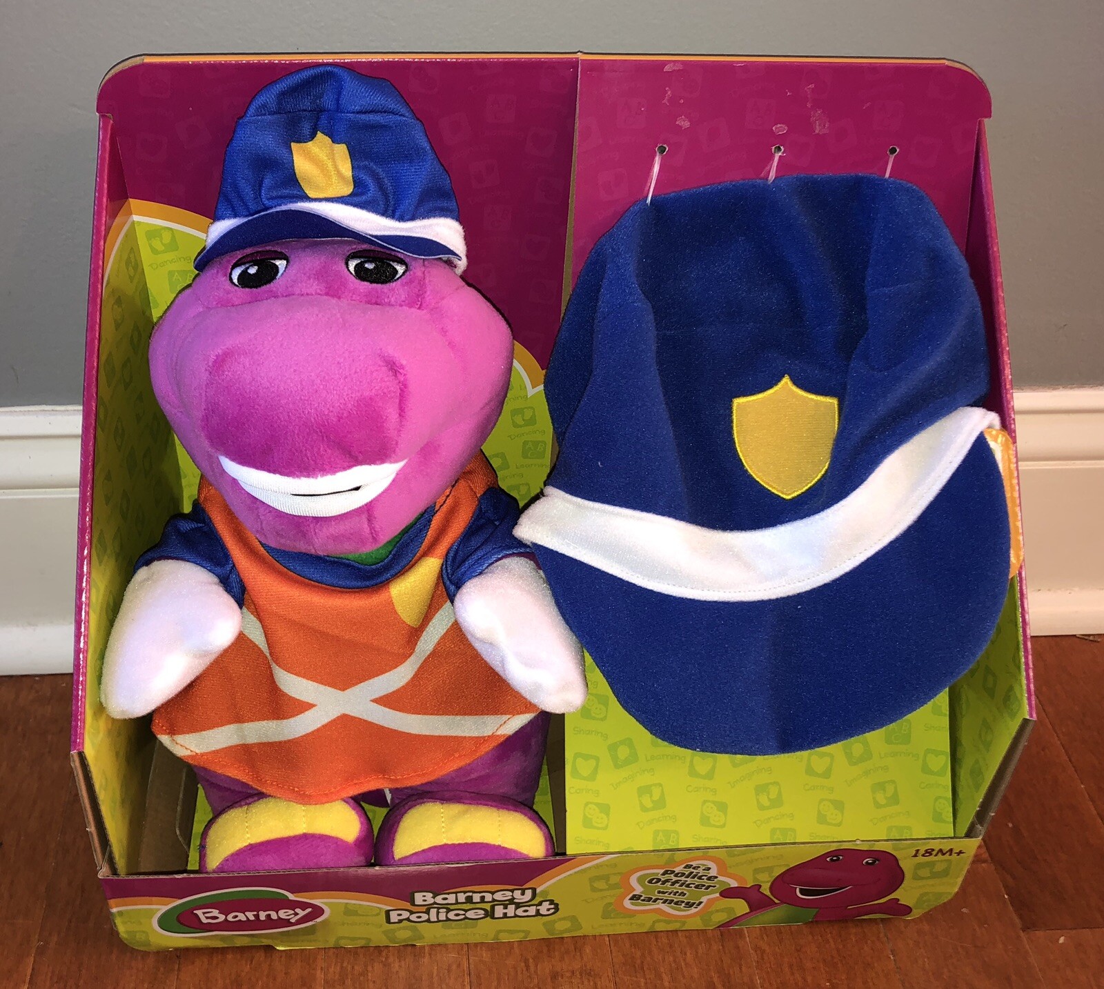 Fisher-Price Barney Police Hat Plush Stuffed Animal 12” Toy & Matching ...