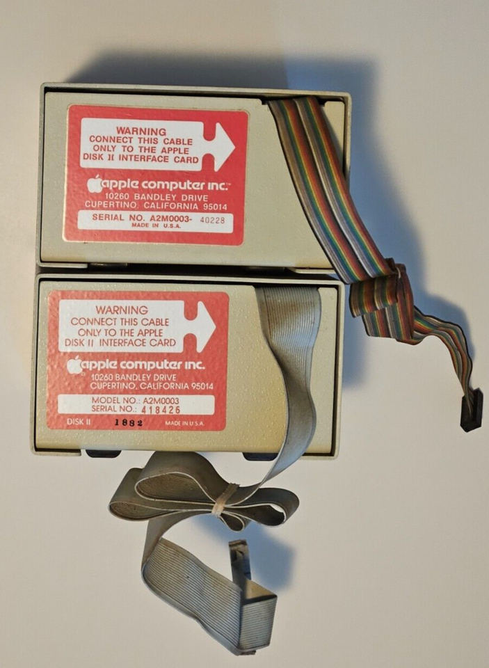 Vintage Pair of Apple Disk II 5.25” Floppy drives A2M0003 Drive 1 & 2 ...