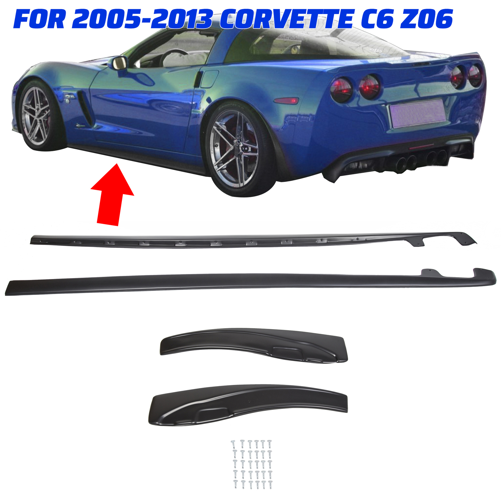 For 05-13 Chevy Corvette C6 Z06 ZR1 Style Side Skirts Rocker Panels ...