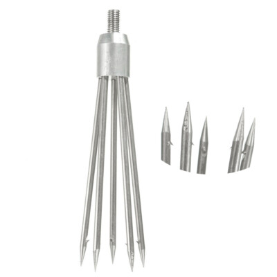 5-Prong Fishing Fish Frog Eel Salmon Barbed Stainless Spear Gig M8 Long ...