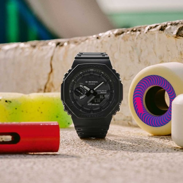 Casio G-Shock Mens Watch GAB2100-2A Bluetooth Solar CasiOak Navy Carbon ...