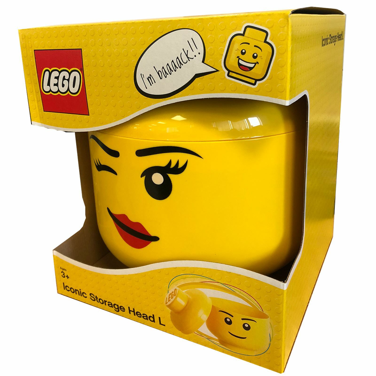 OFFICIAL LEGO STORAGE HEAD GIRL WINKING FACE TOYS GAMES BOX LARGE | eBay