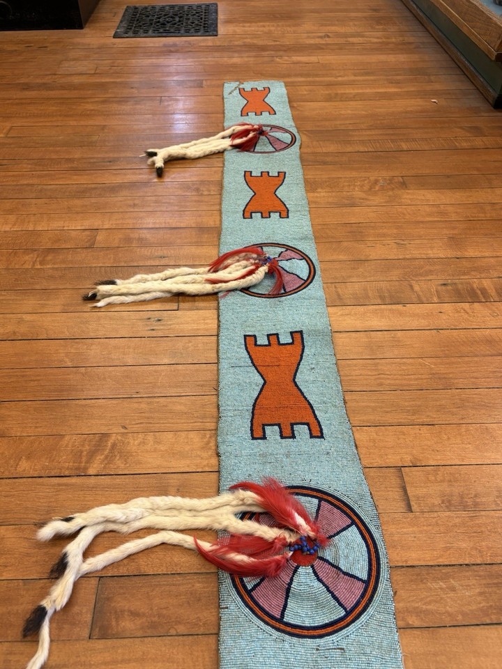 Antique Native American Plateau Beaded Blanket Strip Pinwheel Design ...