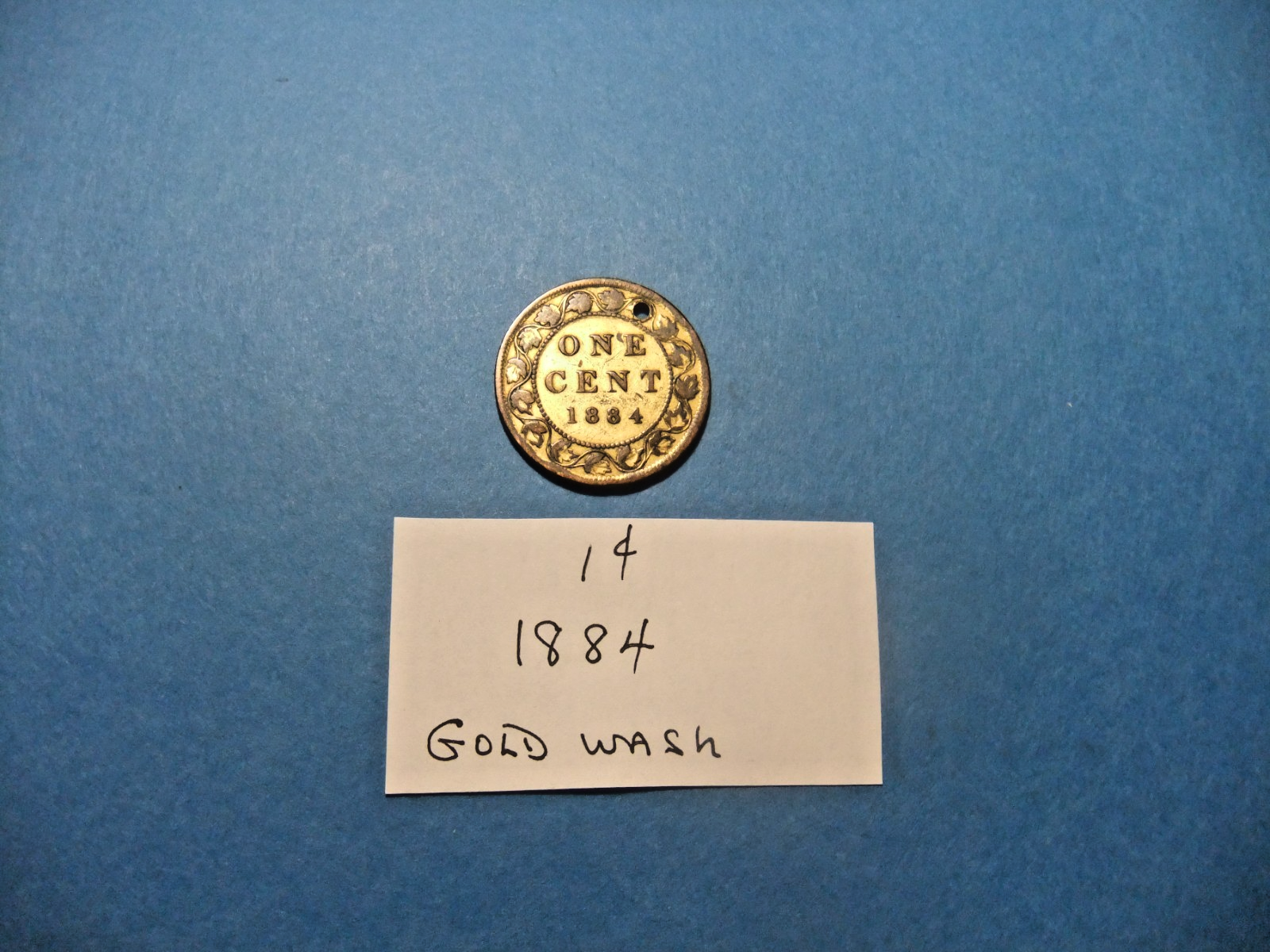 1884 Canada 1 Cent Large Coin - Appears Gold Wash - with Hole/Pendant ...