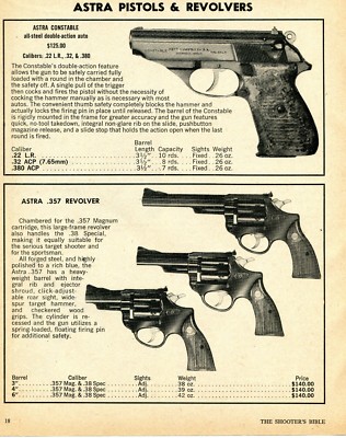 1975 Print Ad of Astra .22 Constable Pistol & .357 Magnum Revolver | eBay