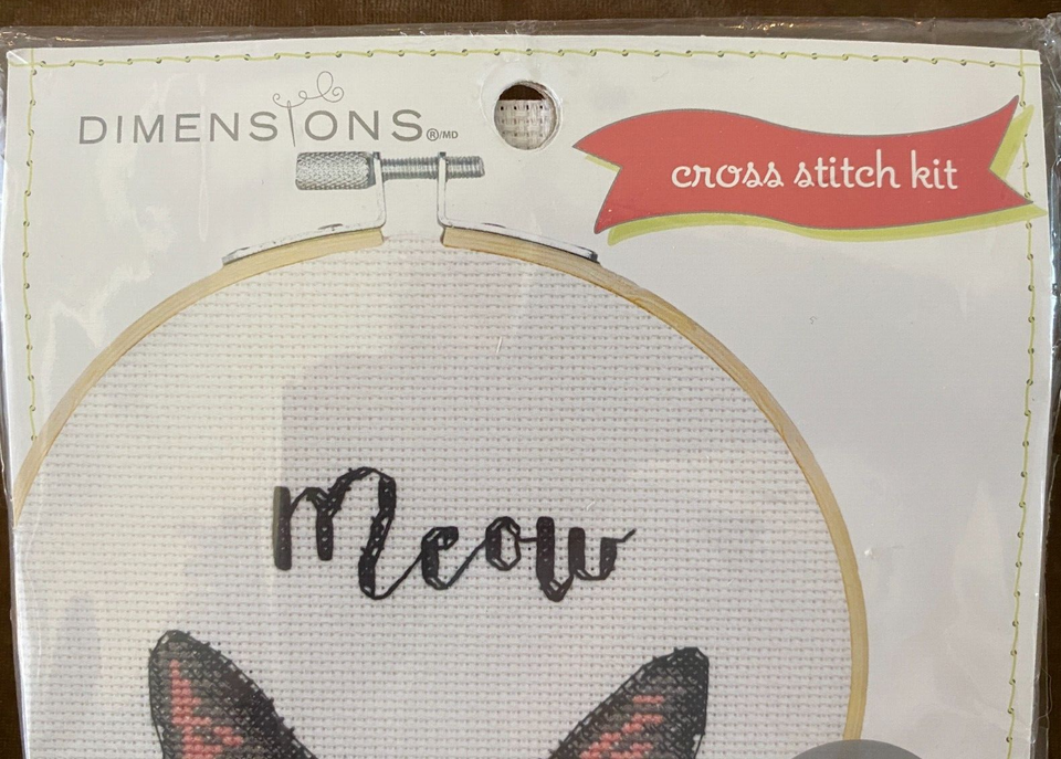 Dimensions "Meow" Cross Stitch Kit with Hoop~ Sealed Package | eBay