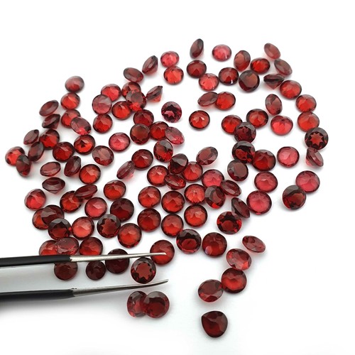 Natural Mozambique Garnet Round Cut Red Garnet Loose Gems Lot 70 Pcs 5 ...