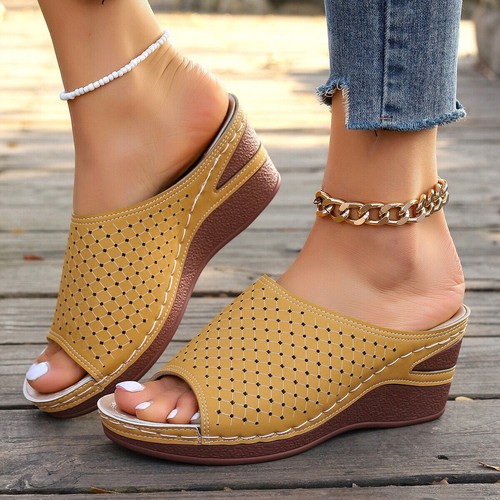 Womens Summer Orthopedic Slippers Comfy Open Toe Wedge Heel Sandals ...