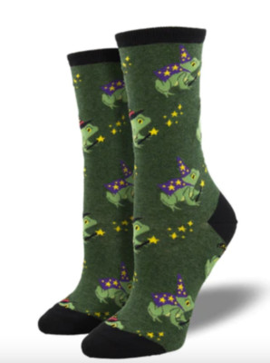 Freaky Frogs Wizard Socks Cotton Crew Shoe Size 6-12 Frog Favorite | eBay
