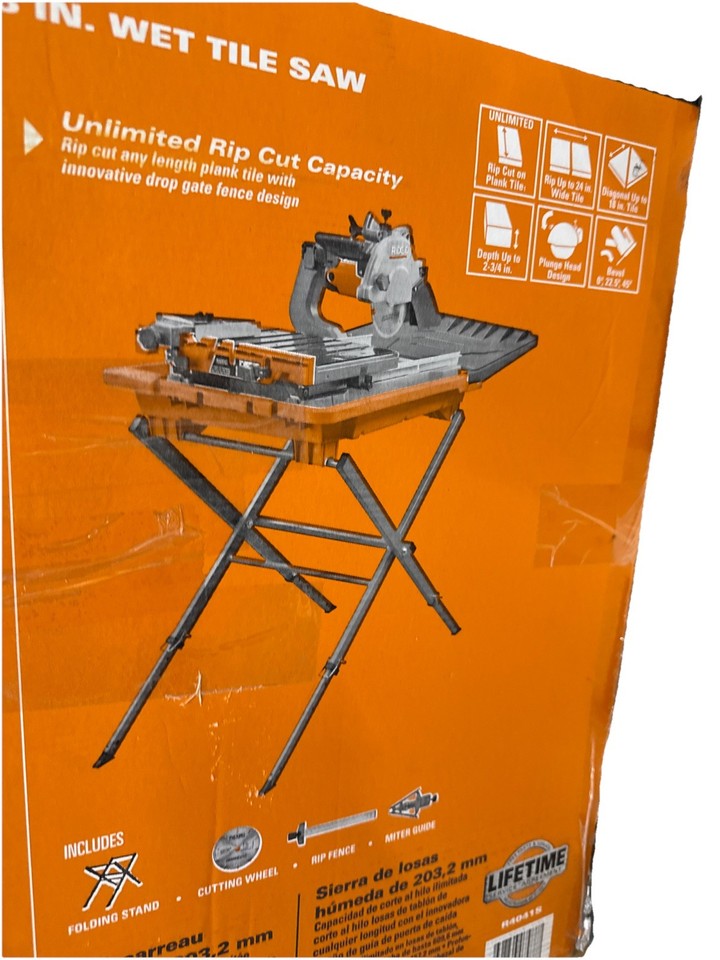 RIDGID 12 Amp 8 in. Blade Corded Wet Tile Saw with Extended Rip ...