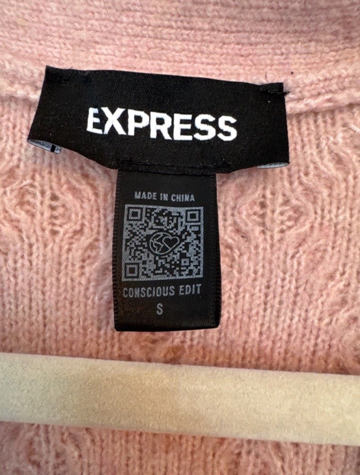 Express Cardigan Small Pink Pearl Rhinestone Embellished Knit Long ...