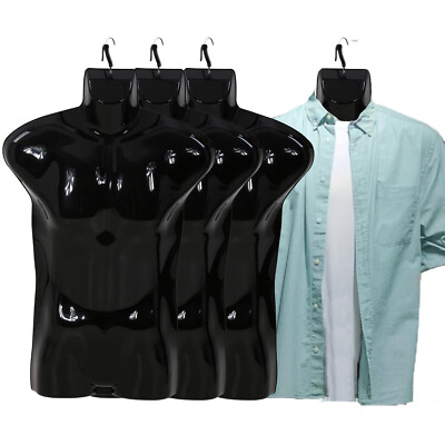 Black 4 PCS Male Mannequin Torso Set Dress Form Half Body Manikin w ...