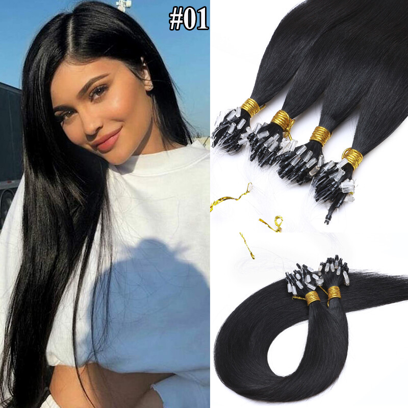 100-300S Thick Micro Loop Ring Remy Human Hair Extensions Nano Beads ...