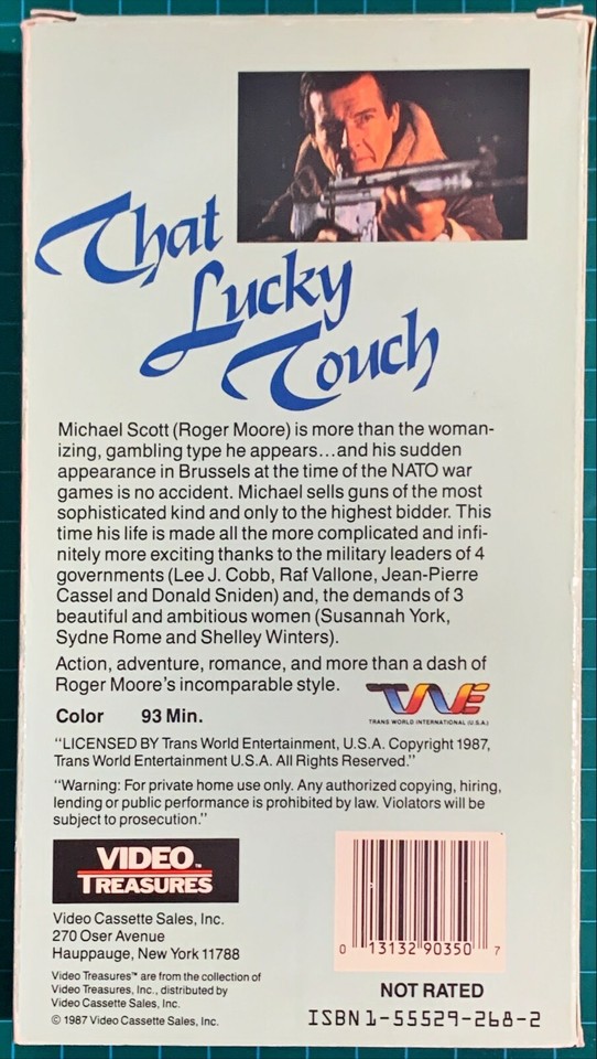 That Lucky Touch ( VHS, 1985 ) Roger Moore - Video Treasures | eBay