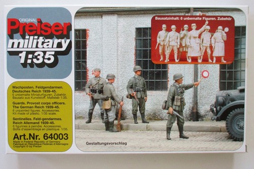 Preiser Figures KIT 1:35 Six UNPAINTED WWII German Guards ( 1939-45 ...