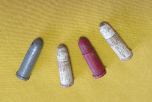 Vintage Lot of 4 Wooden Toy Bullets~2 White-1 Red-1 Silver ~Toy Box ...