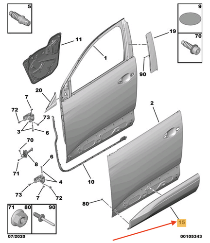 PEUGEOT 3008 Front Right Door Lower Molding 98646486VV NEW GENUINE ...