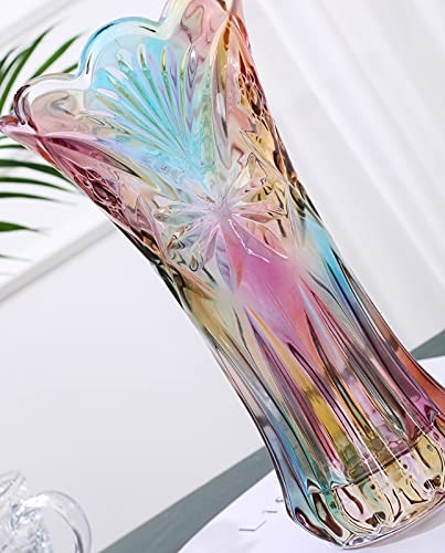 Glass Colorful Vase,Glass Flower Vase Decor for Home Short Flower ...