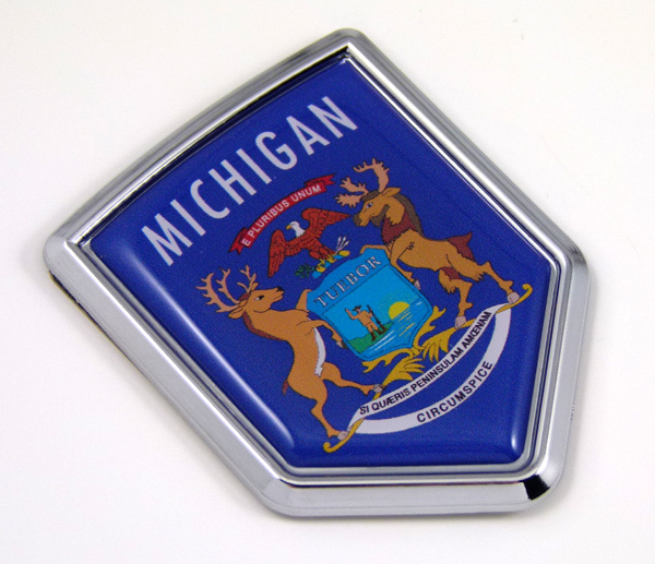 2.5" Michigan flag crest chrome car emblem auto | eBay