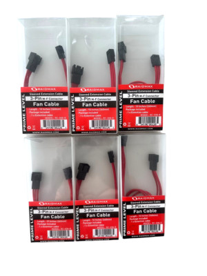 3 Pin M-F Connector Fan Cable 10in PC Fan Sleeved Extension Cable *LOT ...