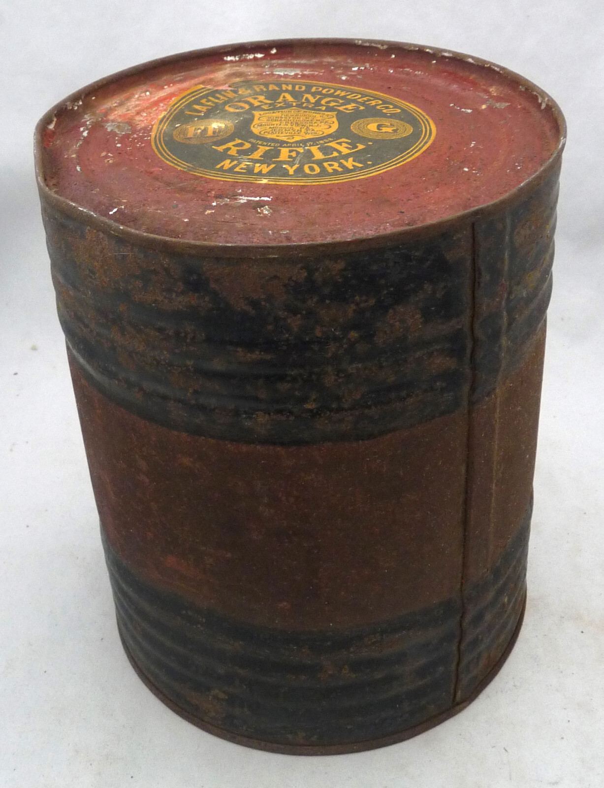 Antique Laflin & Rand Orange Rifle Powder black Advertising Tin keg NY ...