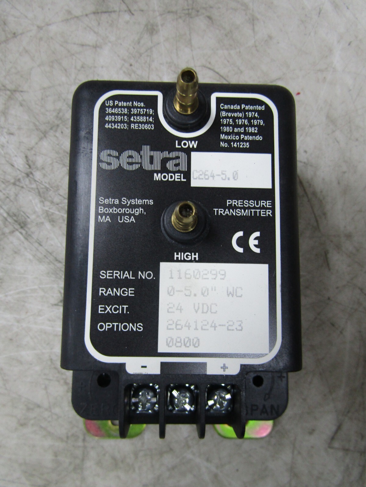 💥SERTA C264-5.0 PRESSURE TRANSMITTER 0-5.0" WC 24 VDC | eBay