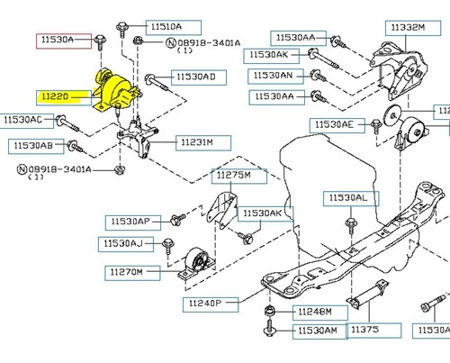 1121095F0A Genuine Nissan INSULATOR ASSY-ENGINE MOUNTING FRONT 11210 ...
