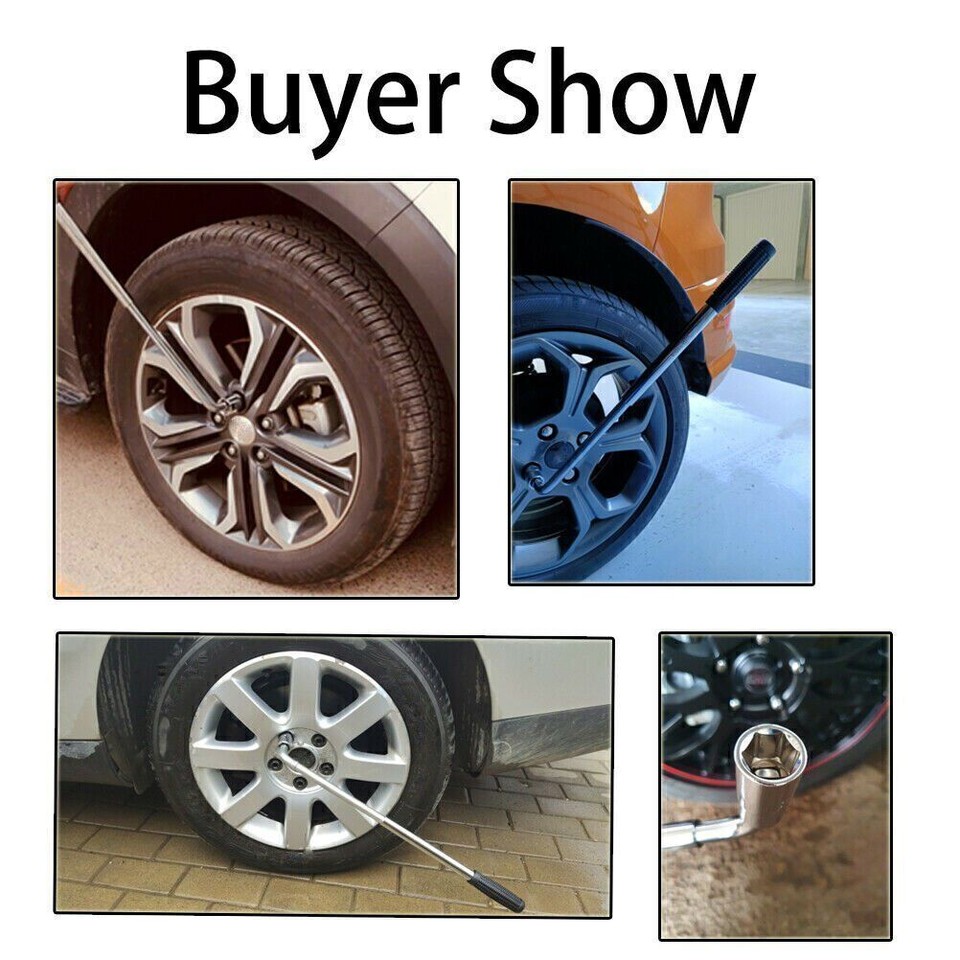 Telescoping Lug Wrench Standard Sockets Breaker Bar Wheel Tire Rim Lock ...