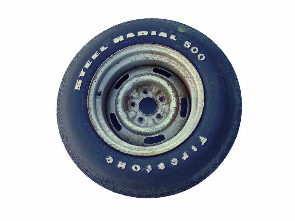 GM 15x8 Rally Wheel Firestone GR70-15 Steel Radial 500 Tire OEM 1970's ...