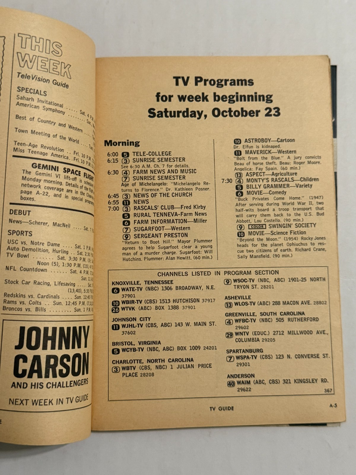 TV Guide 1965 October 23-29 Television, Chuck Connors Cover | eBay
