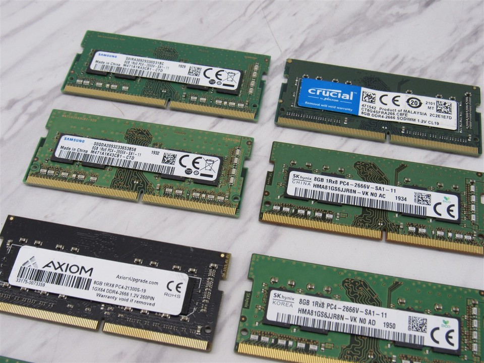 10 LOT - 8GB PC4-2666V DDR4 LAPTOP SO-DIMM MEMORY RAM MODULES ~ MIXED ...
