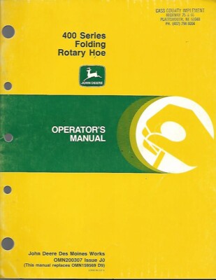 JOHN DEERE 400 SERIES FOLDING ROTARY HOE OPERATORS MANUAL | eBay
