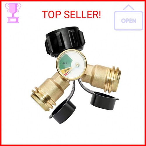 DOZYANT Propane Splitter, Propane Tank Y Splitter Adapter with Gauge, 2 ...