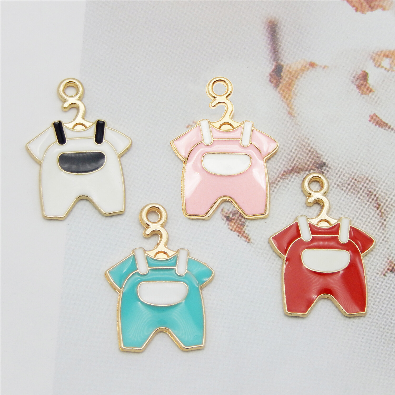 24PC Colorful Enamel Mixed 22x16mm Baby Clothes Charms Jewelry Making ...