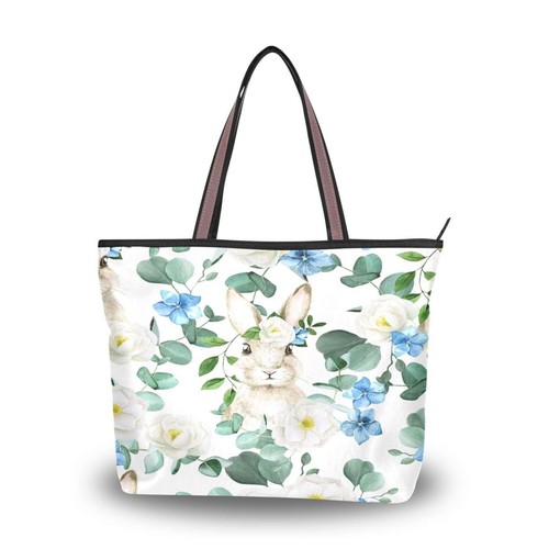 Spring Handbag for Women with Zipper,Rabbit Bunny Tote Purse Large ...