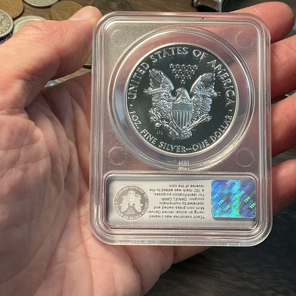 2009 PROOFED OVERSTRIKE 1oz MINT STATE SILVER EAGLE DC DAN CARR | eBay